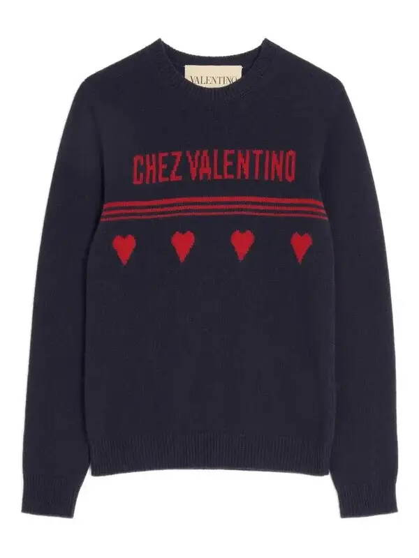 Valentino Garavani Heart Motif Sweater - Amu Blue/red