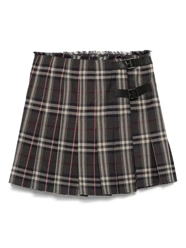 Burberry Mini Pleated Skirt - Fig/bk Amethyst Ip C