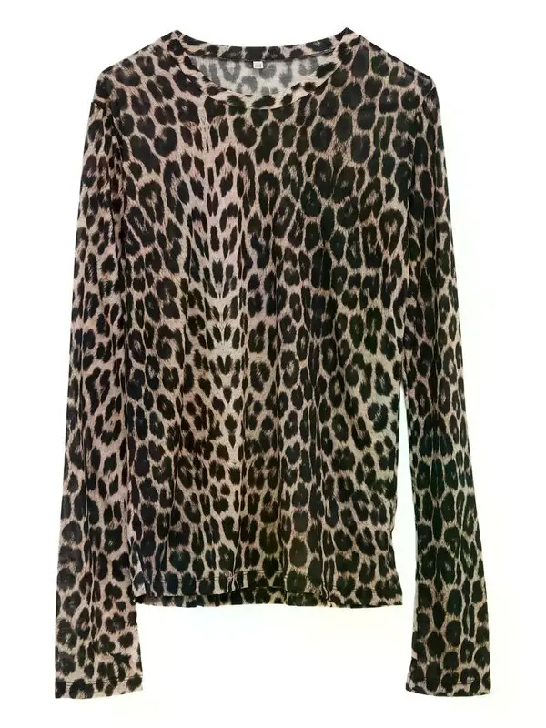 BASERANGE Leopard-print Bell-sleeve T-shirt