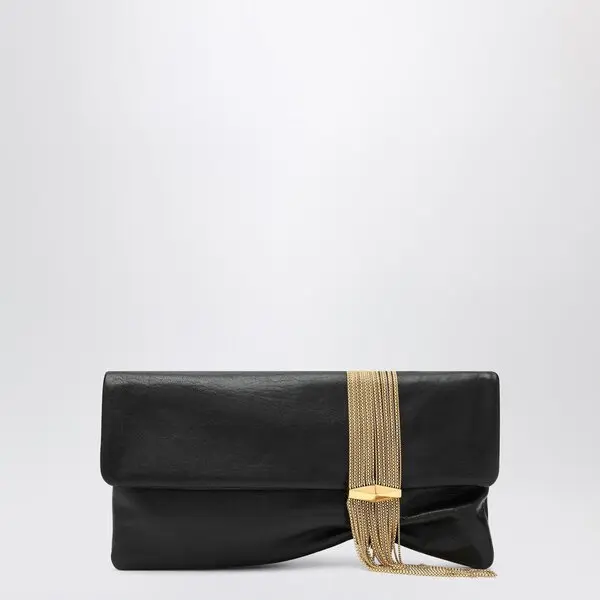 JIMMY CHOO Leather Zandra Clutch With Gold Pendant - Black