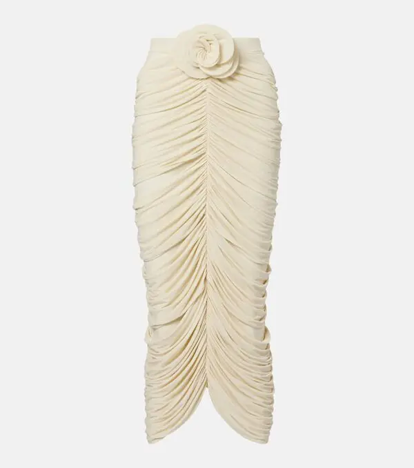 Magda Butrym Floral-appliqué Ruched Midi Skirt