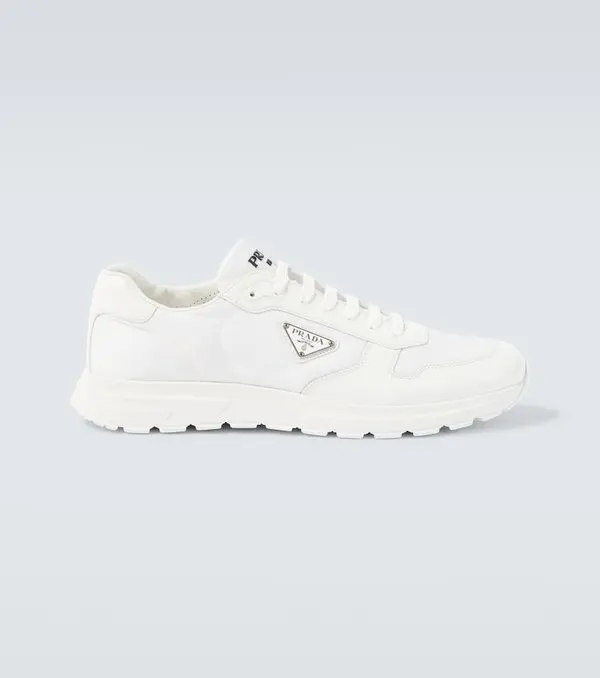 Prada Logo Leather-trimmed Sneakers - White
