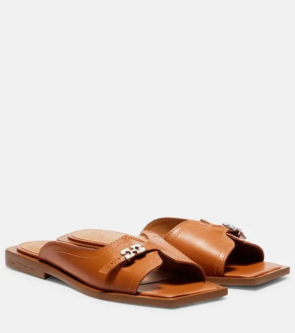 GANNI Butterfly Faux Leather Slides