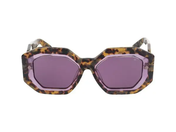 Philipp Plein Tortoiseshell Octagon Sunglasses - Havana Light Yellow Glossy