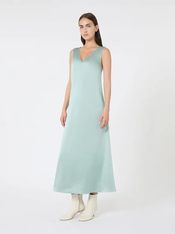 Max Mara Flowing Satin Maxi Dress - Jade