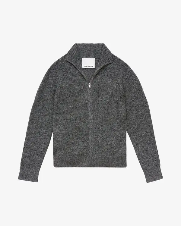 Isabel Marant Benett Ribbed Merino Wool Cardigan - Dark Gray