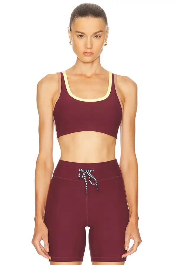 The Upside Trail Harley Scoop Sports Bra In Burgundy - Bordeaux