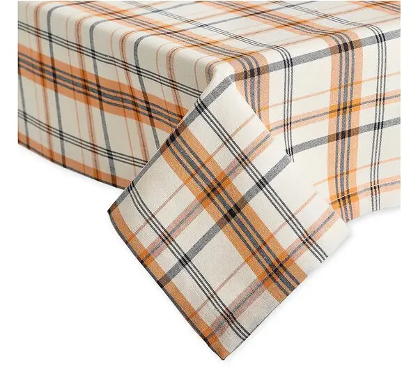 DESIGN IMPORTS Happy Halloween Plaid Tablecloth 52x52