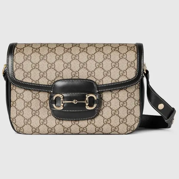 Gucci Horsebit 1955 Soft Medium Shoulder Bag Gg Canvas - Beige