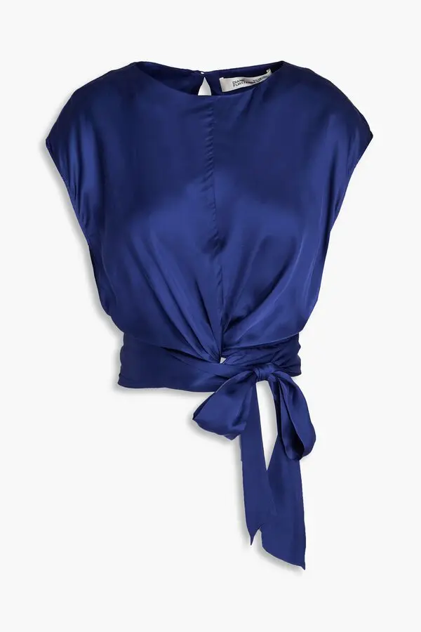 Diane Von Furstenberg Persephone Cropped Twisted Satin Top