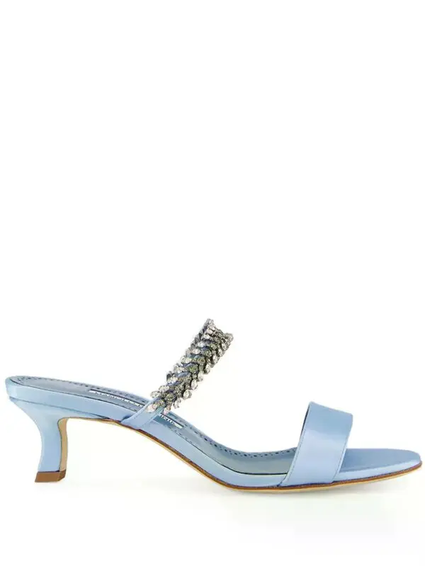 Manolo Blahnik 50mm Kifasan Crystal-embellished Satin Sandals - Blue