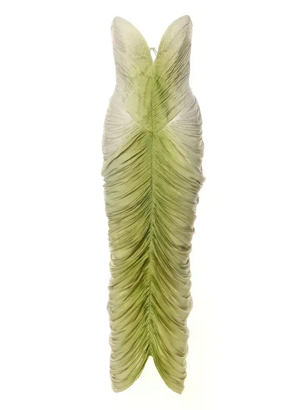 ANA RADU Draped Strapless Midi Dress