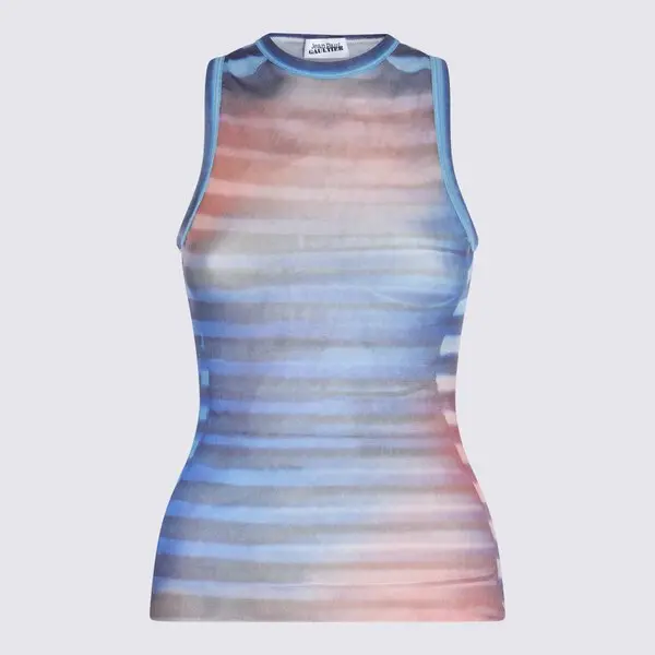 Jean Paul Gaultier Printed Sleeveless Top - Lightblue/blue/peach