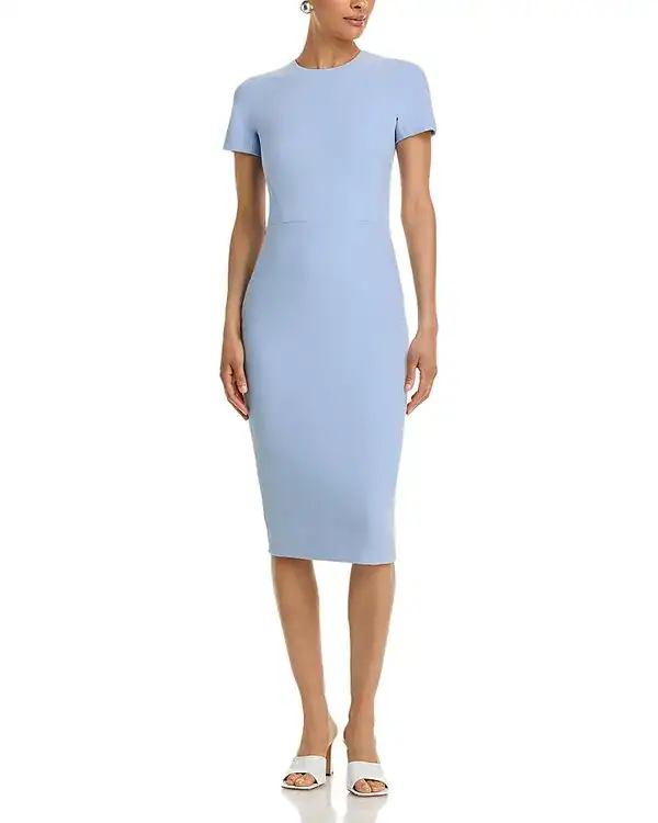 victoria beckham fitted dress Fitted T-Shirt Dress In Black – Victoria Beckham UK