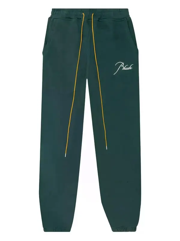 Rhude Terry Embroidered Drawstring Track Pants - Green
