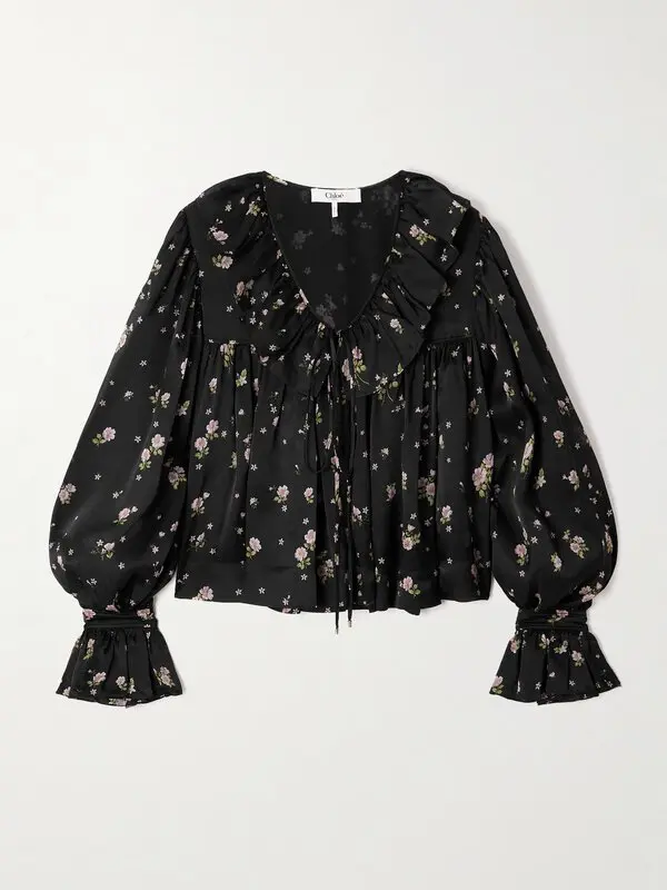 Chloé Printed Silk-chiffon Blouse