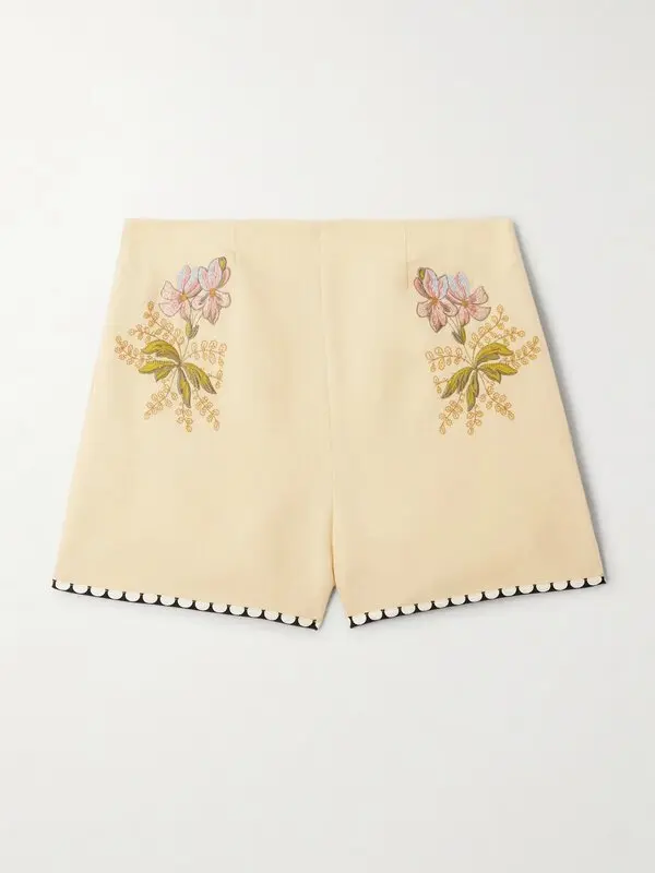 Valentino Garavani Embroidered Canvas Shorts - Cream