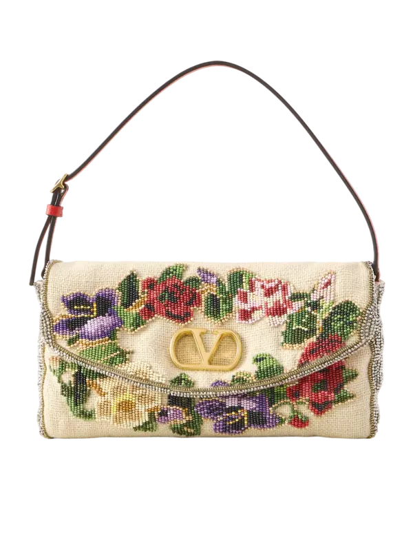 Valentino Garavani Vain Soft Embellished Canvas Shoulder Bag