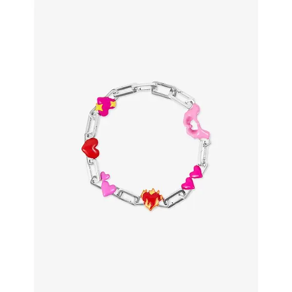 POUBEL L'amour Rhodium-plated Sterling- Charm Bracelet