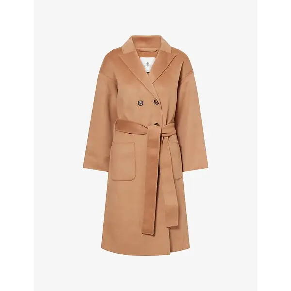 ANINE BING Dylan Belted Wool And Cashmere Coat - Camel