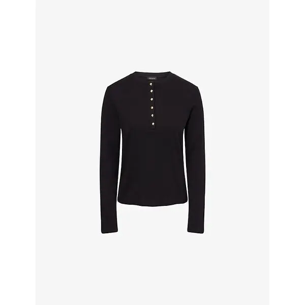 ANINE BING Alessia Ribbed Stretch-cotton T-shirt - Black