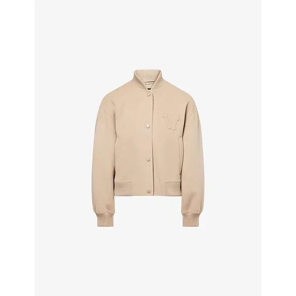 Max Mara Zelante Logo-embroidered Wool-blend Bomber Jacket - Camel
