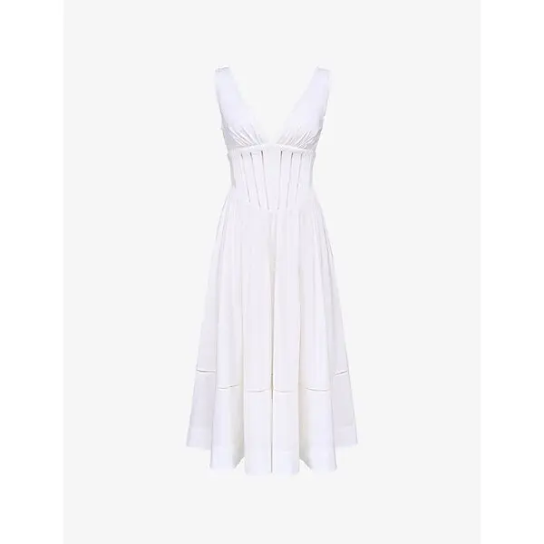 House Of Cb V-neck Stretch-cotton Midi Dress