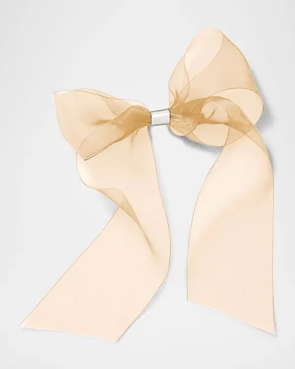 LELET NY Amy Glossy Bow Barrette - Tan Rhodium