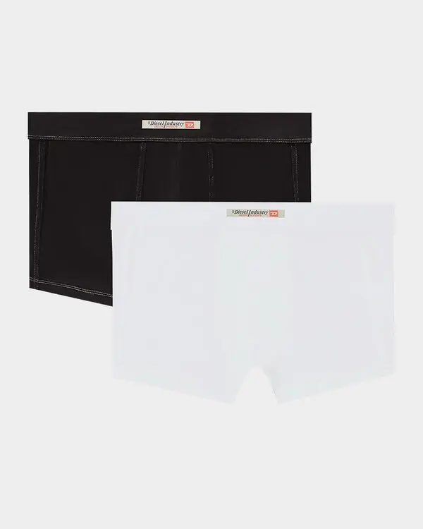 Diesel Devon 2-pack Stretch Logo Flag Boxer Briefs - Black/whit