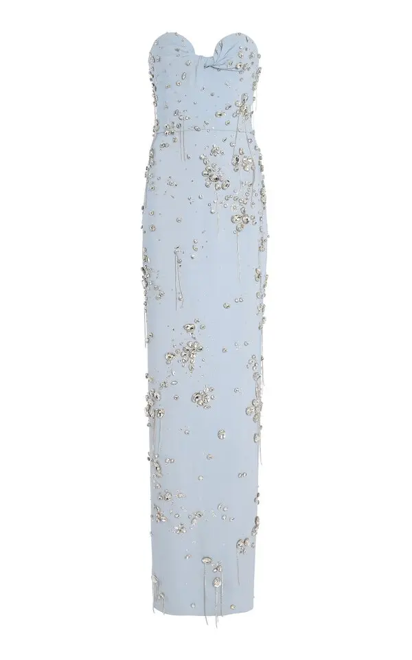 Oscar De La Renta Crystal-embellished Crepe Gown