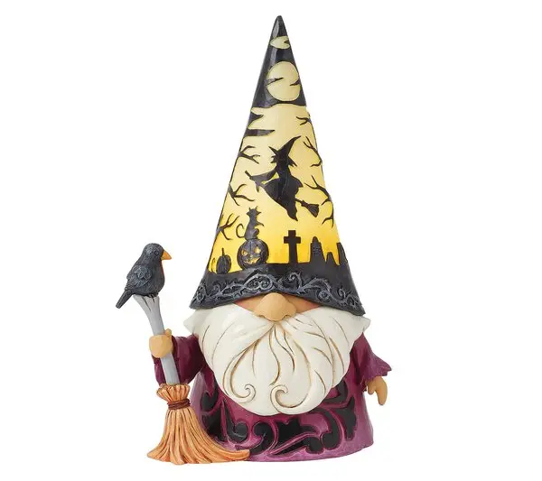 JIM SHORE Heartwood Creek Wizard With Led Scene Hat Figurine