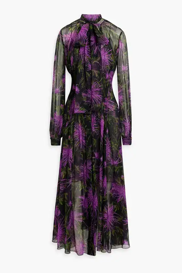 sachin and babi light blue dress Purple Digital Floral Printed Chiffon Maxi Dress