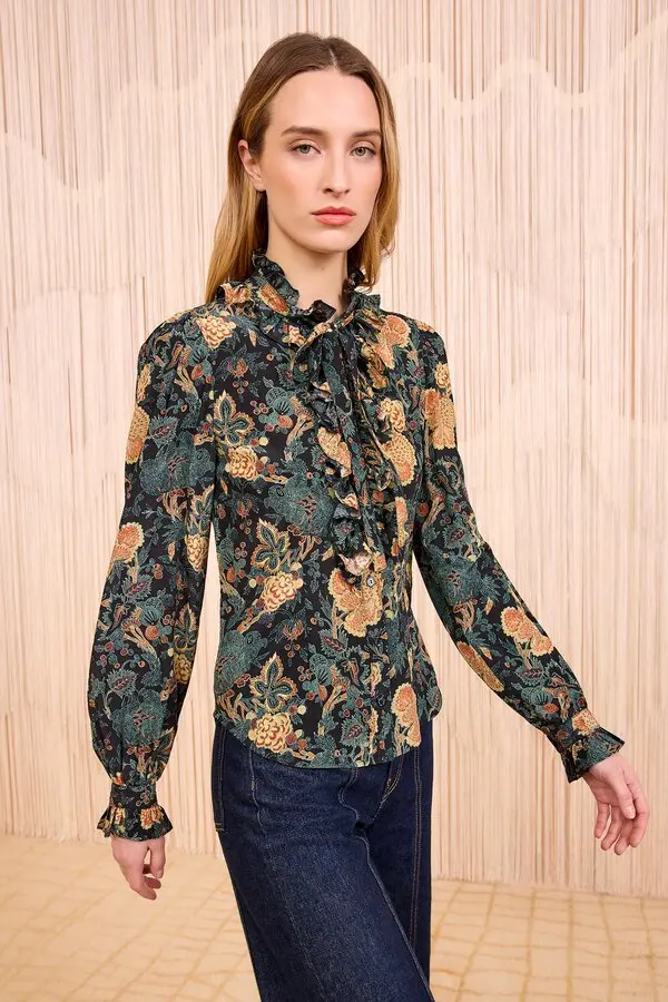 Ulla Johnson Catroux Silk Button-front Blouse - Nuit