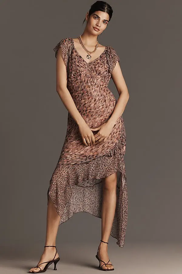 BL-NK Darcey Cap-sleeve Asymmetric Slip Midi Dress