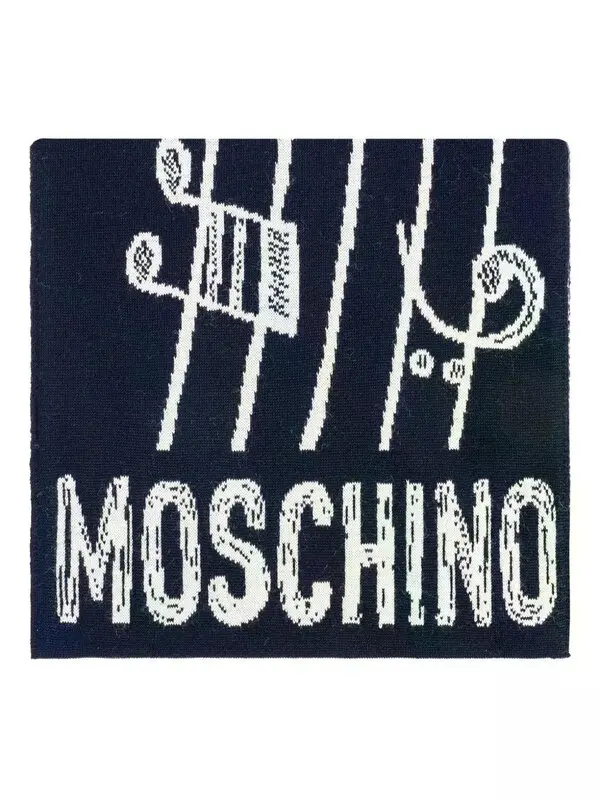 Moschino Teddy Bear-intarsia Scarf - Blue