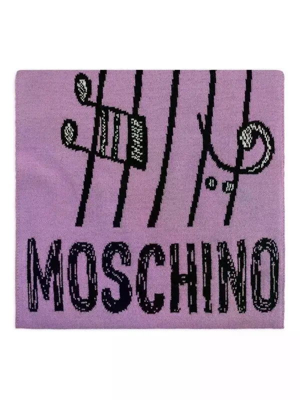 Moschino Teddy Bear-intarsia Scarf - Purple