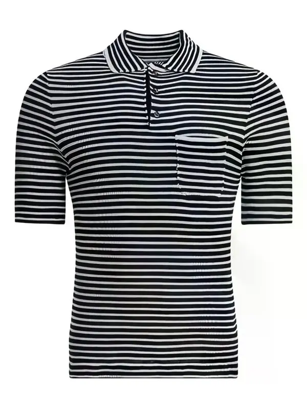RAKKI Striped Pocket Polo Shirt - Blue