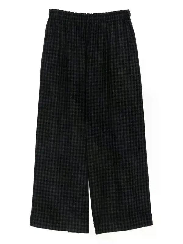 DANIELA GREGIS Gingham-check Wool Trousers - Grey