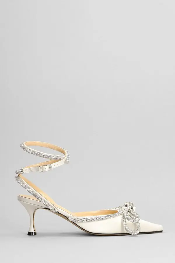Mach & Mach Silk Pumps With Bow Detail - White