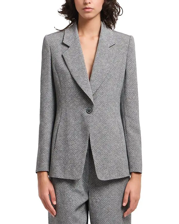 Emporio Armani Viscose And Wool Blend Chevron Blazer