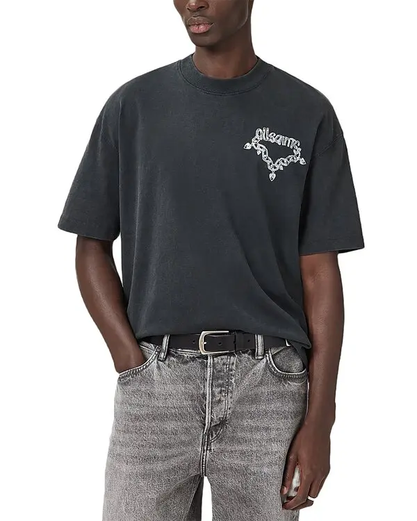 All Saints Oversized Drip Logo Graphic Tee - Washed Black