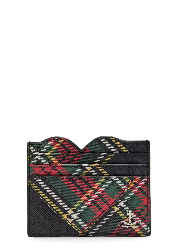 VIVIENNE WESTWOOD Heart Tartan-print Faux Saffiano Leather Card Holder - Multicoloured