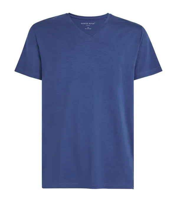 Derek Rose Basel V-neck Lounge T-shirt - Blue