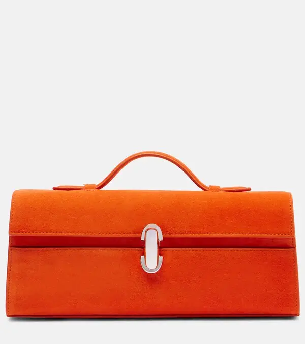 Savette Slim Symmetry Suede Tote Bag - Orange
