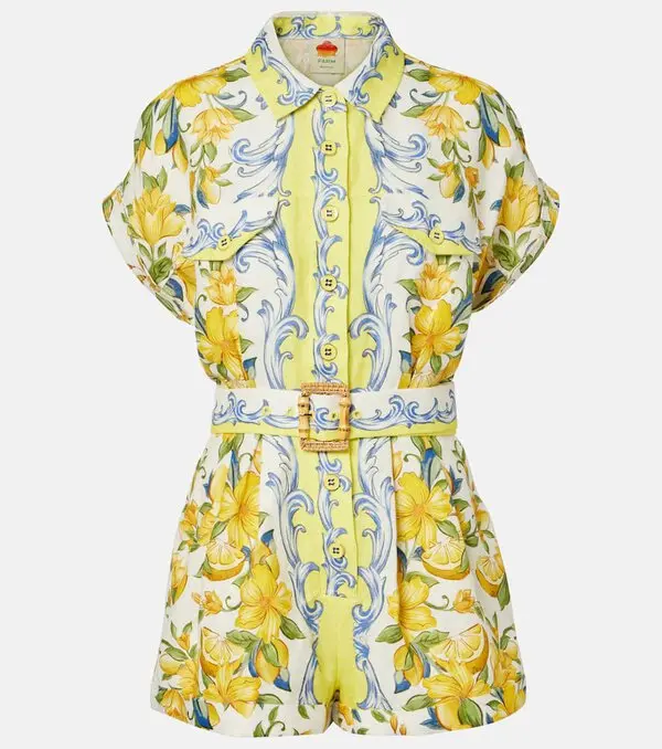 Farm Rio Printed Linen Romper - Multicoloured