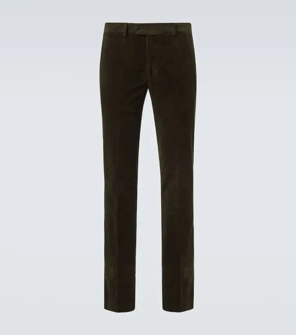 Rubinacci Cotton Corduroy Straight Pants - Green