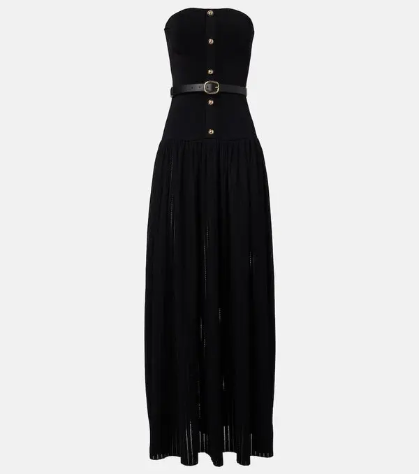 SELF-PORTRAIT Belted Knitted Strapless Maxidress