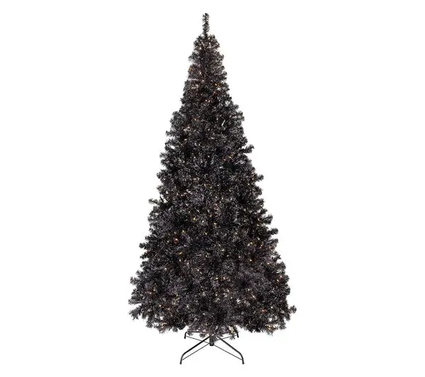 NORTHLIGHT Prelit Tinsel Halloween Tree 9' With Clear Lights
