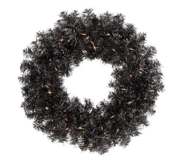 NORTHLIGHT Prelit Halloween Tinsel Wreath With 24 Clear Lights