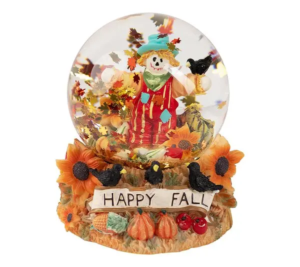 NORTHLIGHT Scarecrow Happy Fall Harvest Snow Gl Obe 5.5 - One-color